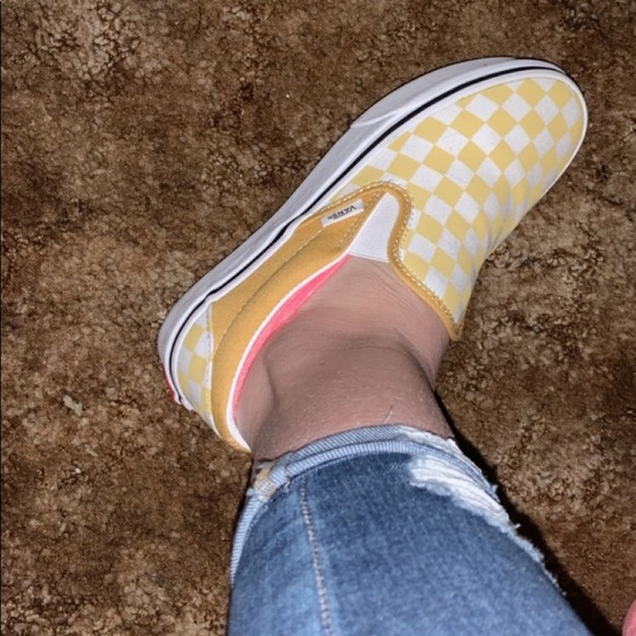 Vans | Shoes | White And Yellow Checkered Shoes | Poshmark